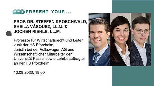 Hochschule Pforzheim - Prof. Dr. Steffen Kroschwald zusammen mit Sheila Vásquez, LL.M und Jochen ...